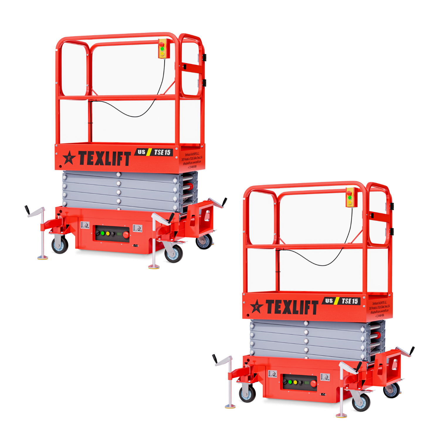 Semi-Electric Scissor Lift 15ft, 440Lbs Capacity | 2-Pack Offer